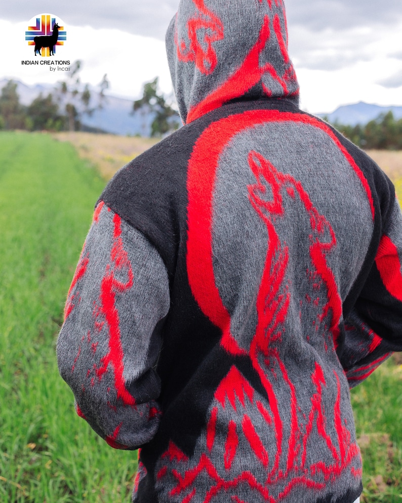 Alpaca Jacket. red Spirit Wolf Handcrafted by Indigenous - Etsy