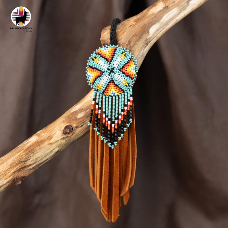 Handmade Leather Hair Tie. Beaded Hair Tie. Hair Accessories. Made in ...