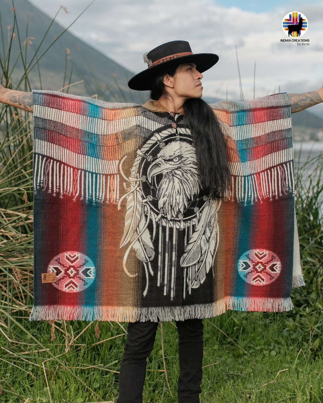 Unisex Alpaca Wool Poncho. (eagle Dreams ) Made in Ecuador! Handcrafted ...