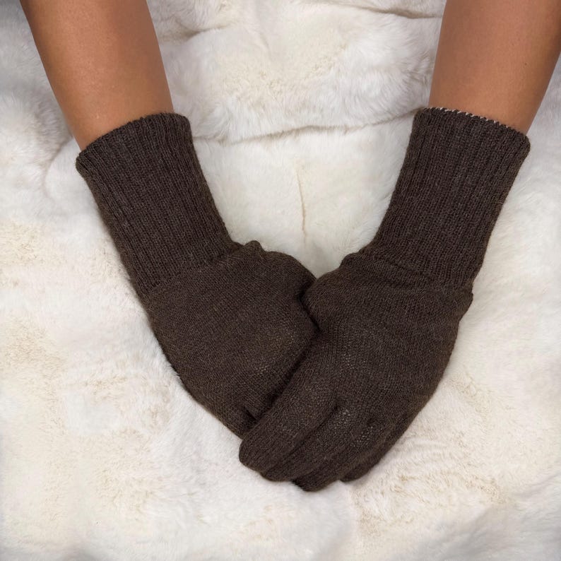 Peruvian 100% Alpaca Wool Reversible Gloves. Full-finger Gloves ...