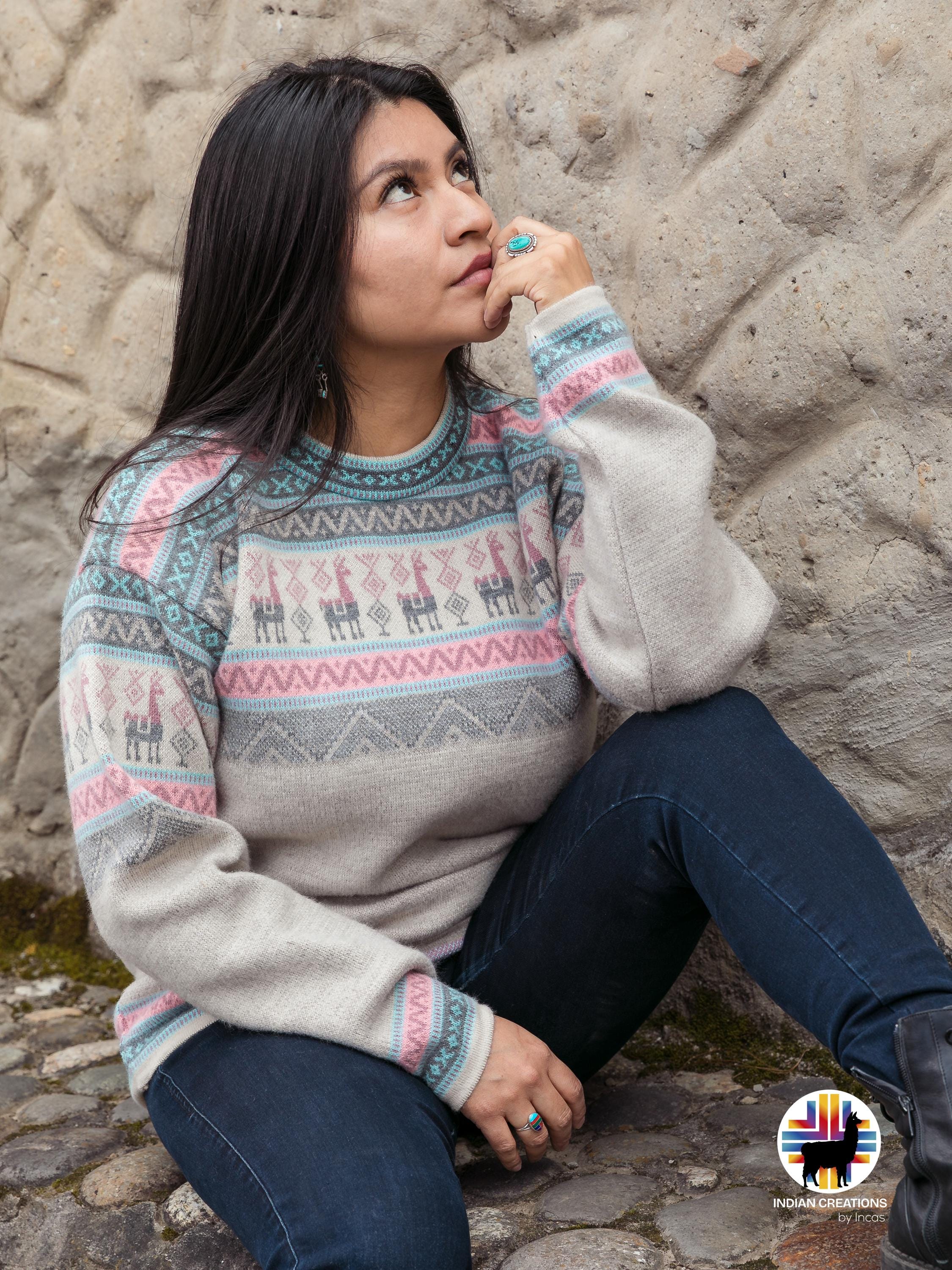 Handmade Alpaca Wool Sweater (gomphrena) Unisex Use. Handcrafted by ...