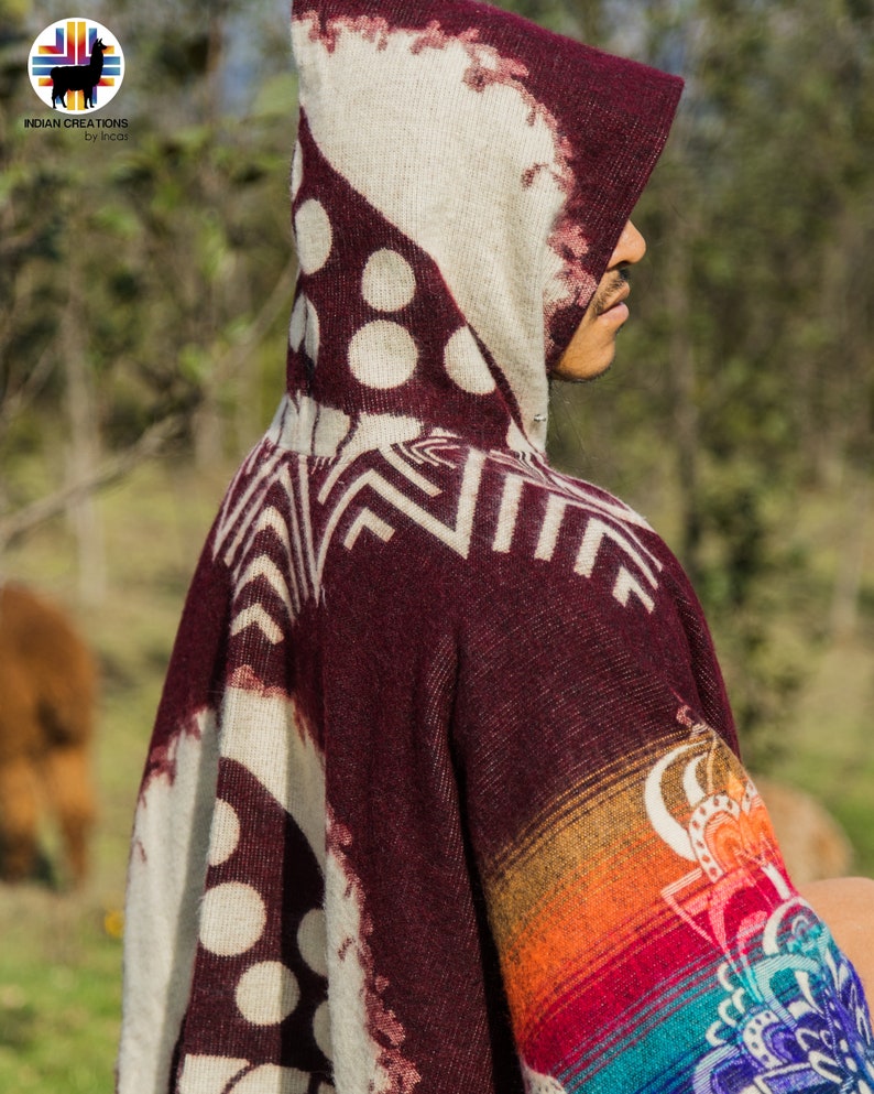 Unisex Alpaca Wool Poncho. (zoanthid Coral) Handmade by Indigenous ...