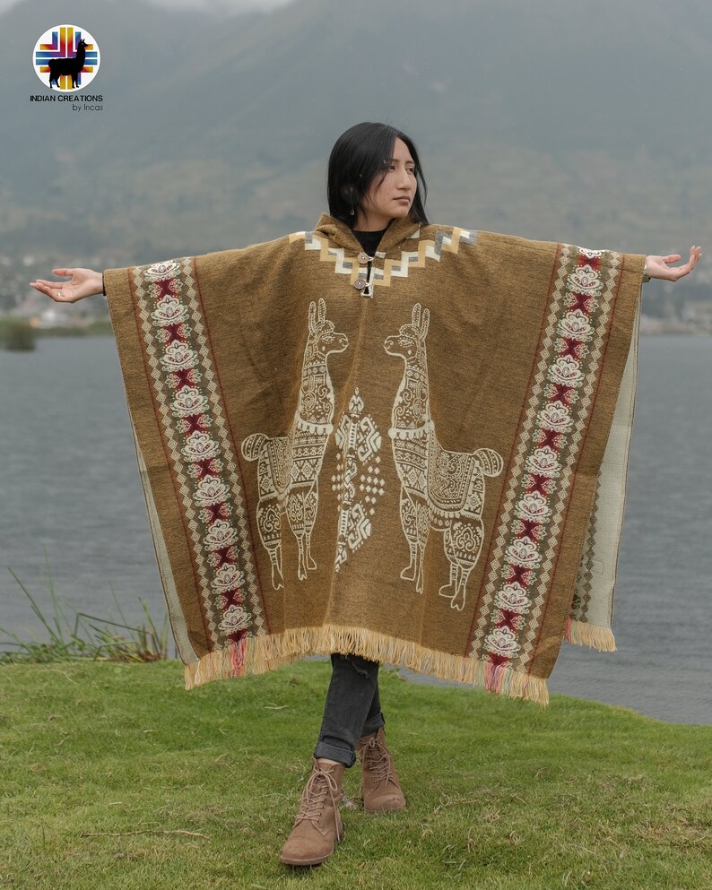 Unisex Alpaca Wool Poncho. (khaki Alpaca) One Size. Exclusively ...