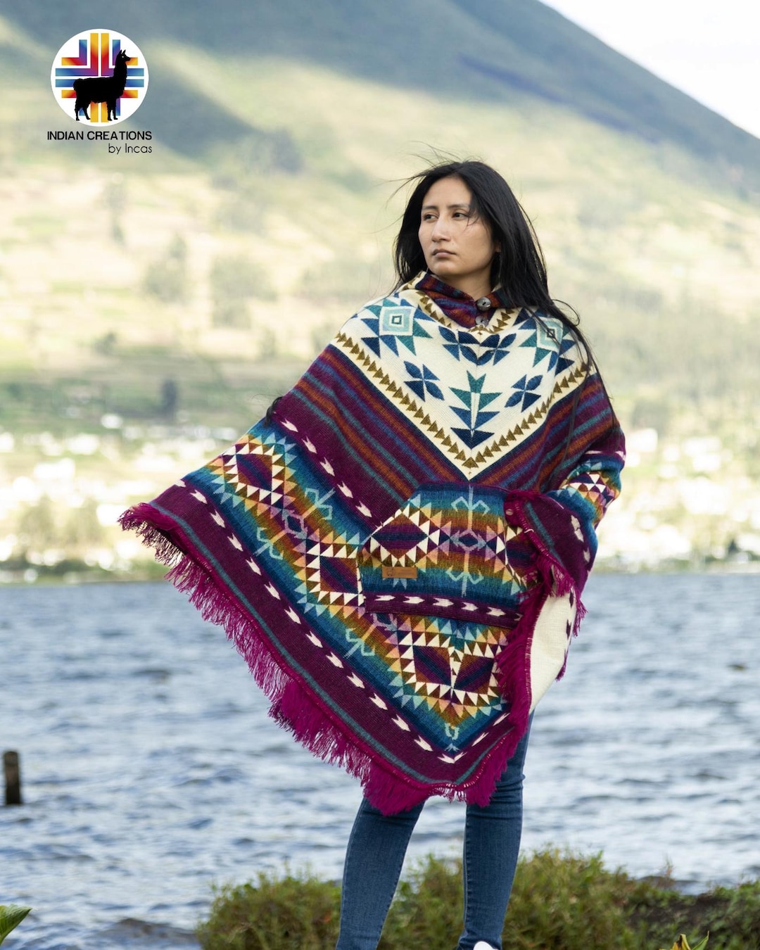 Unisex Alpaca Poncho. V-shaped Style. Exclusively Created by Indigenous ...