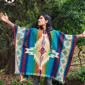 Alpaca Wool Poncho (sunset in the Forest) Handcrafted by Indigenous ...