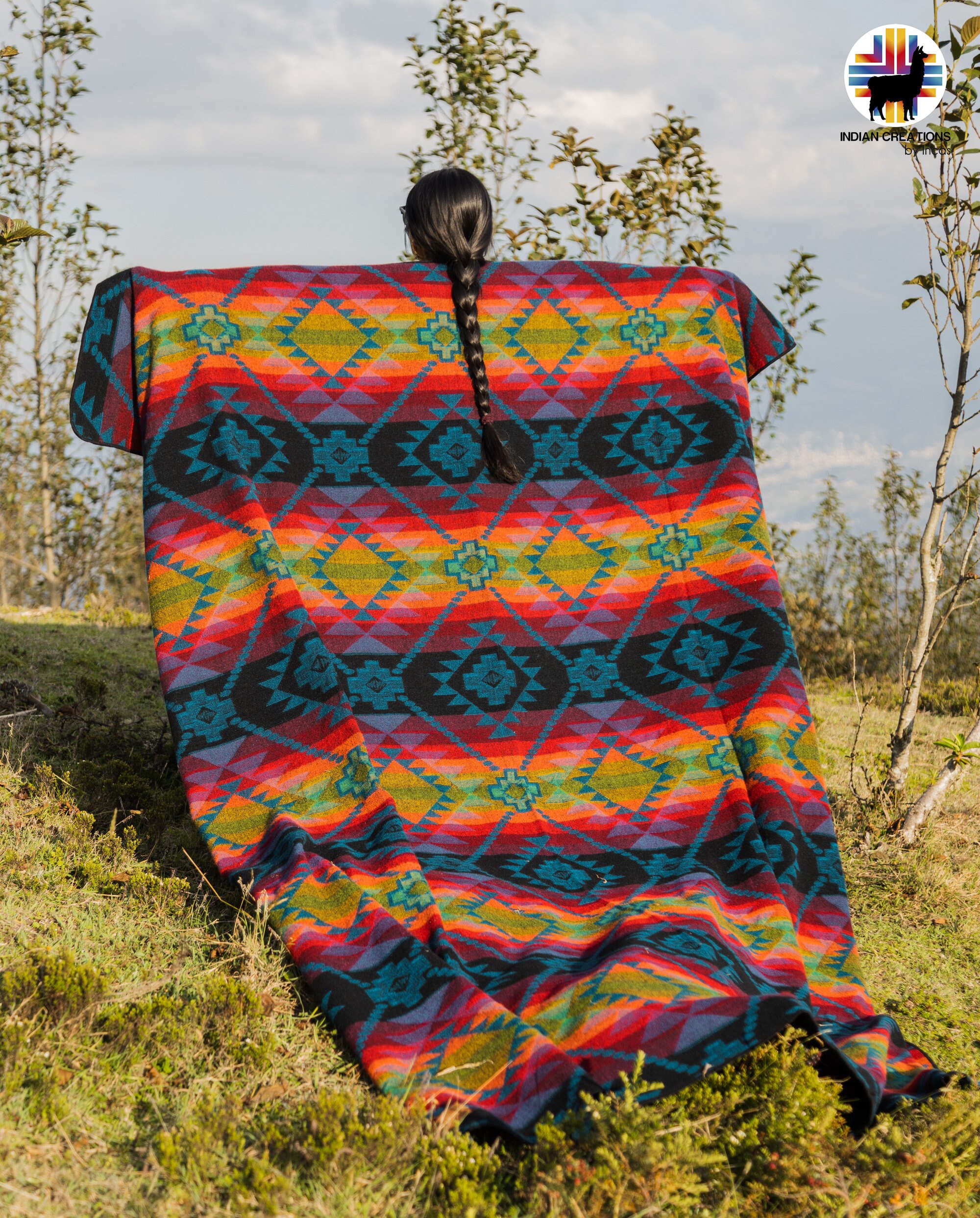 Handmade Alpaca Wool Blanket. (sunset Sky) Queen Size. Handcrafted by ...