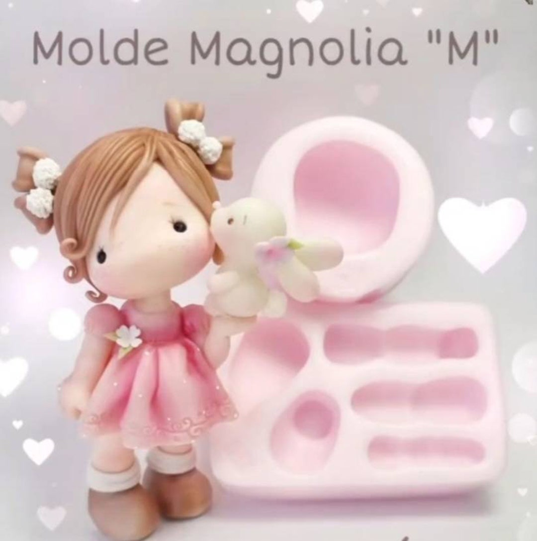 Silicone Mold Magnolia Doll, Molde De Silicona Magnolia, Cake Topper ...