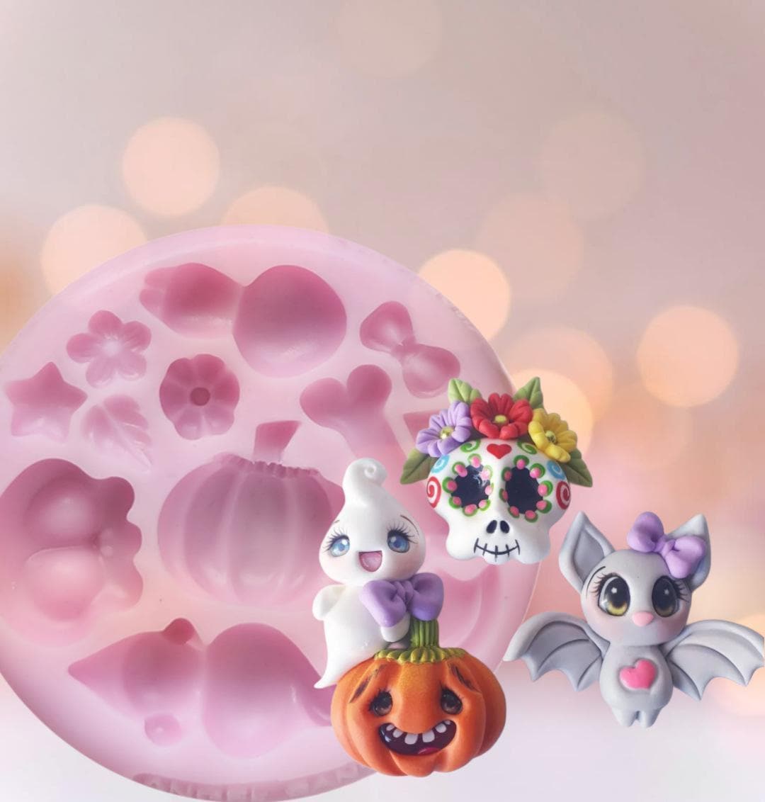 Halloween Ghost Silicone Mold , Halloween Mold Skull Applique, Spooky ...