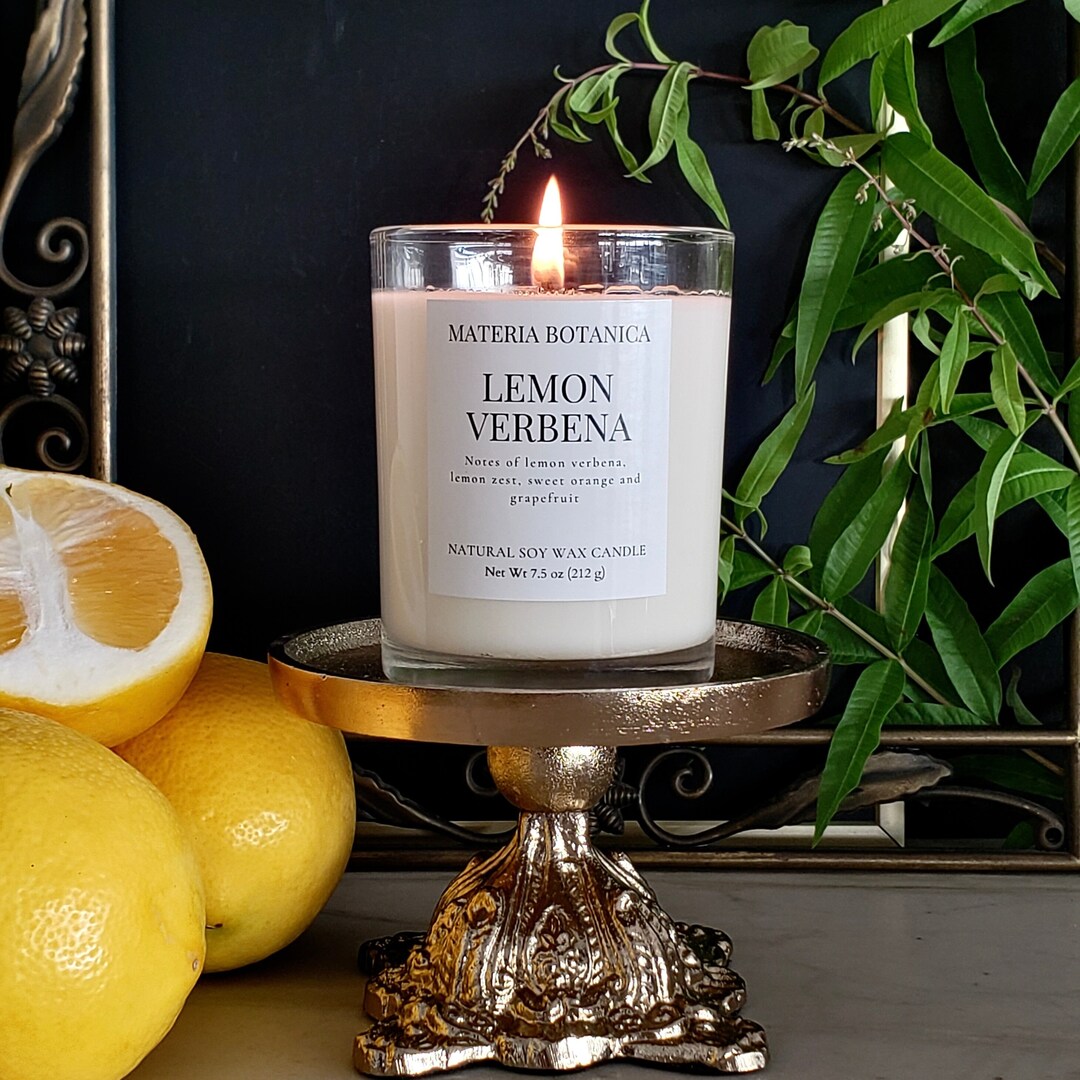 Lemon Verbena Botanical Soy Candle, All Natural- Vegan- Artisanal ...