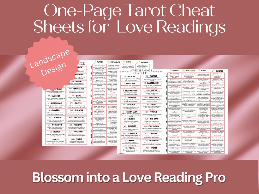 One-page Love Tarot Cheat Sheet Interpret Tarot for Love Major and ...
