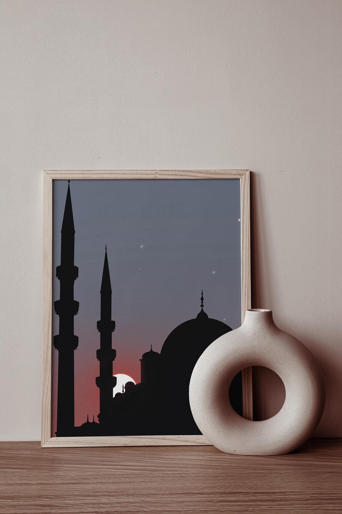 Printable Islamic Wall Art Masjid and Sunset Minimalist Wall | Etsy