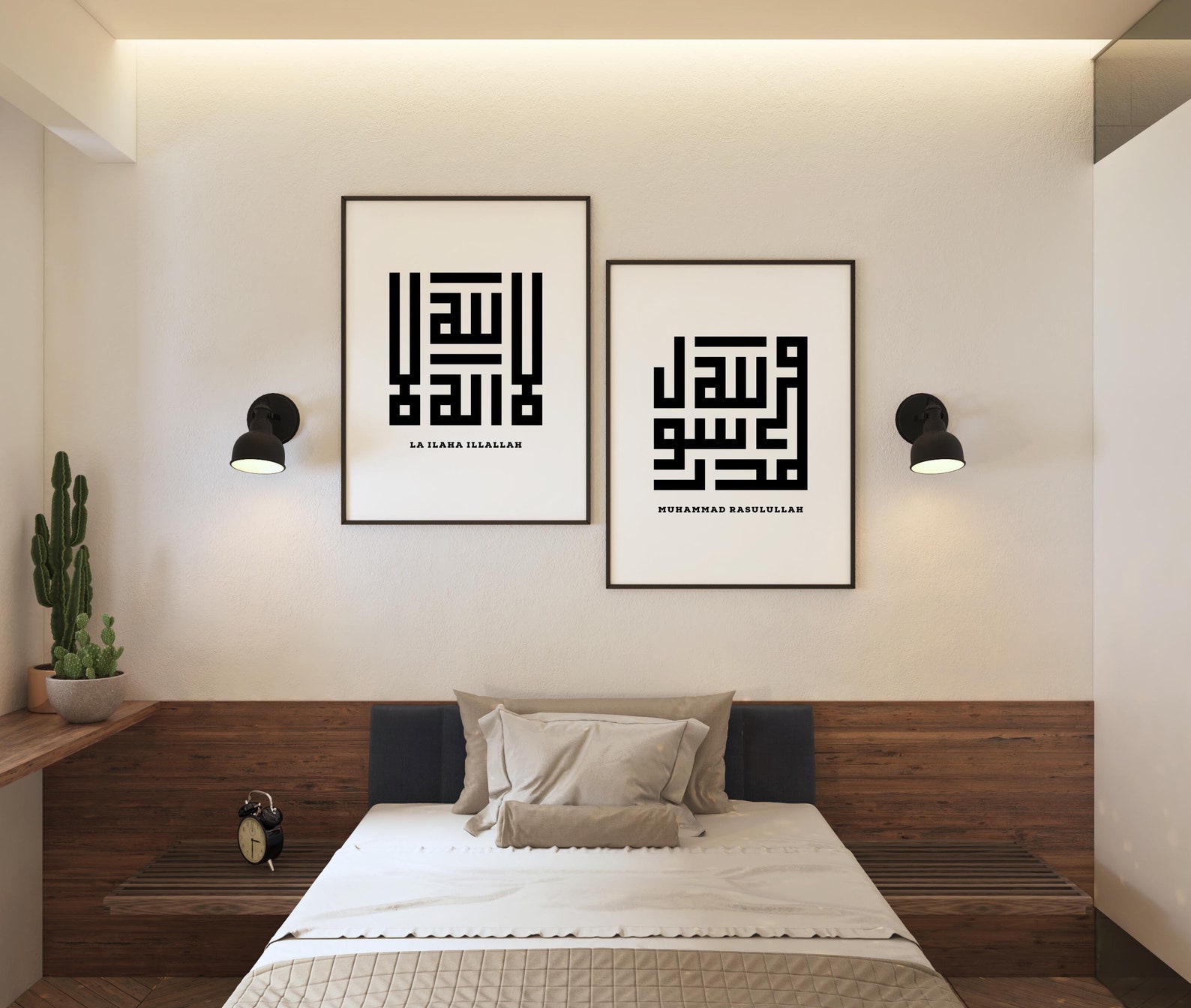 1 Set 5 Pieces of Minimalist Arabic Wall Art Black & White, Sabr Shukr ...