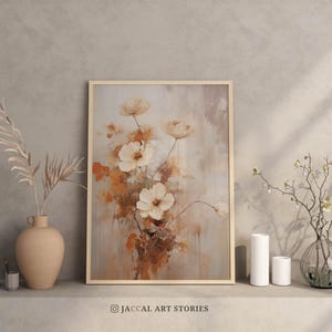 Sepia Serenade Poppy Field Art, Amber Hues Vintage Floral Download ...