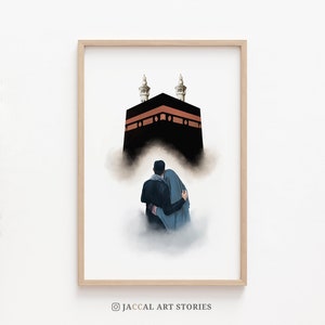 Islamic Printable Wall Art Muslim Couple & the Kaaba baitullah Masjidil ...
