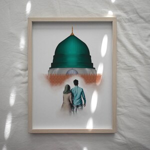 Islamic Printable Wall Art Muslim Couple in Front of Masjd - Etsy