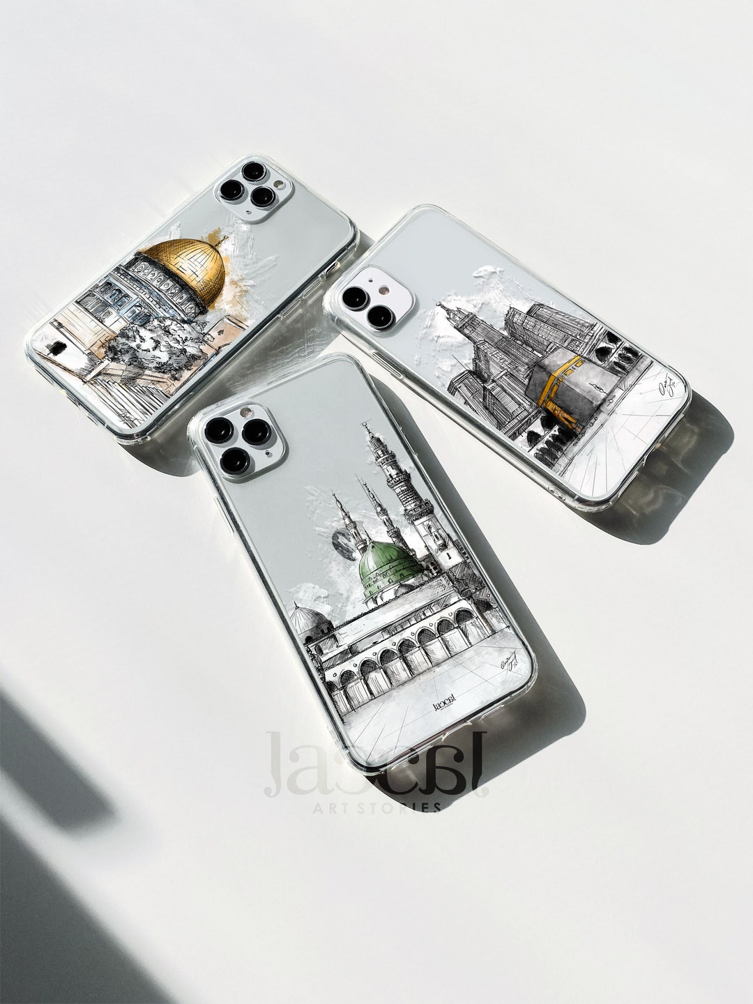 Unique iPhone Clear Case 3 Islamic Landmarks Sketch Painting Kaaba ...