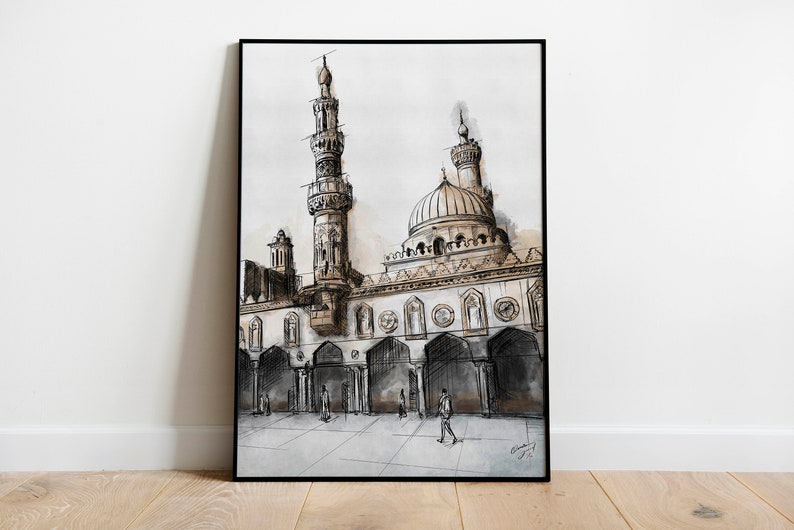 Al Azhar Mosque Cairo Egypt Watercolor Painting Islamic - Etsy