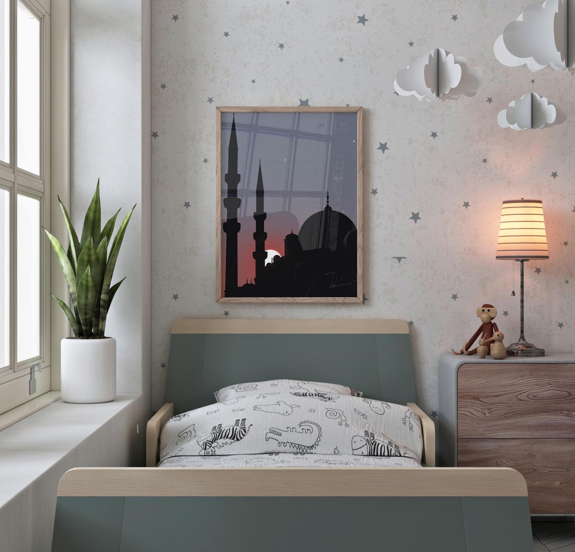 Printable Islamic Wall Art Masjid and Sunset Minimalist Wall | Etsy