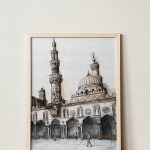 Al Azhar Mosque Cairo Egypt Watercolor Painting Islamic - Etsy