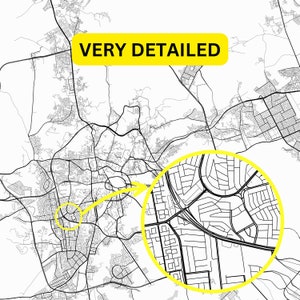 Islamic Medina City Map Printable Brown Line Art Poster Digital Medina ...