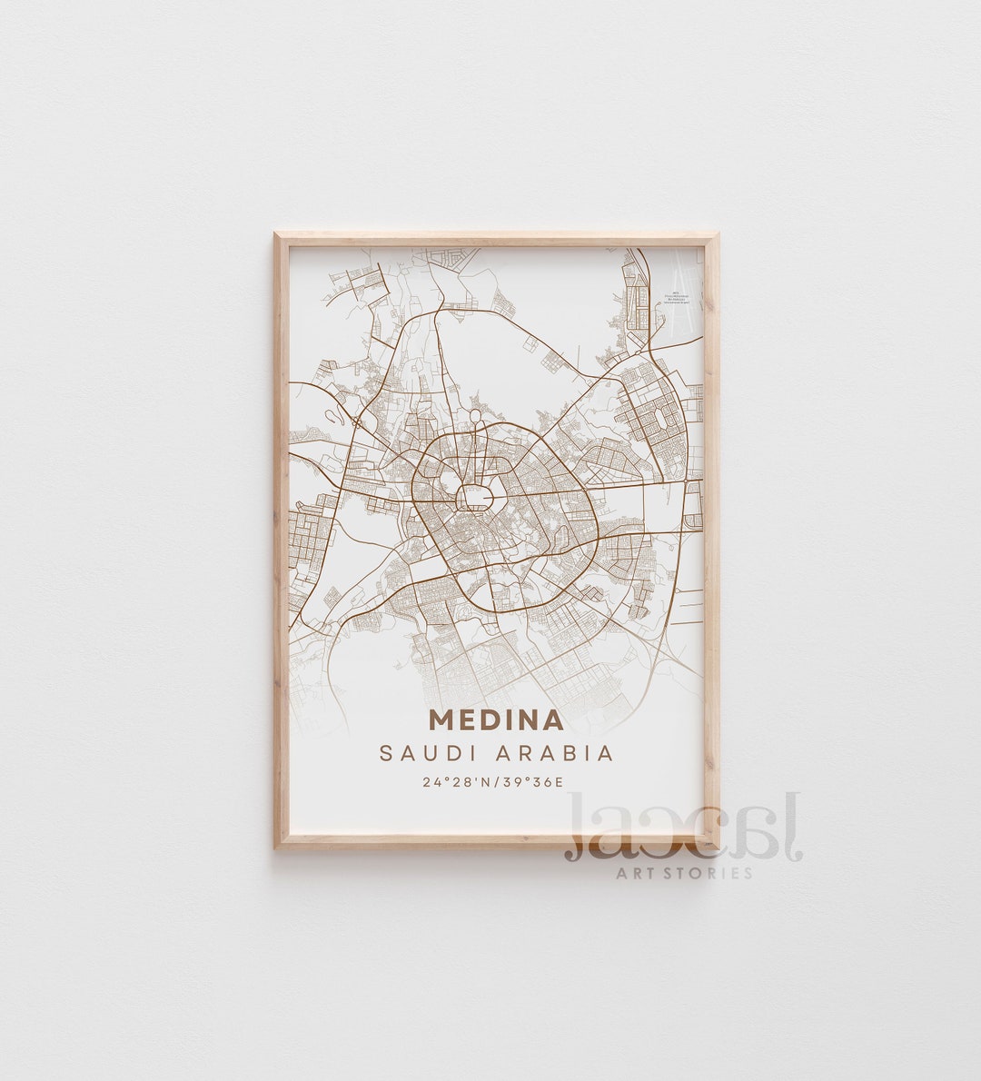 Islamic Medina City Map Printable Brown Line Art Poster Digital Medina ...