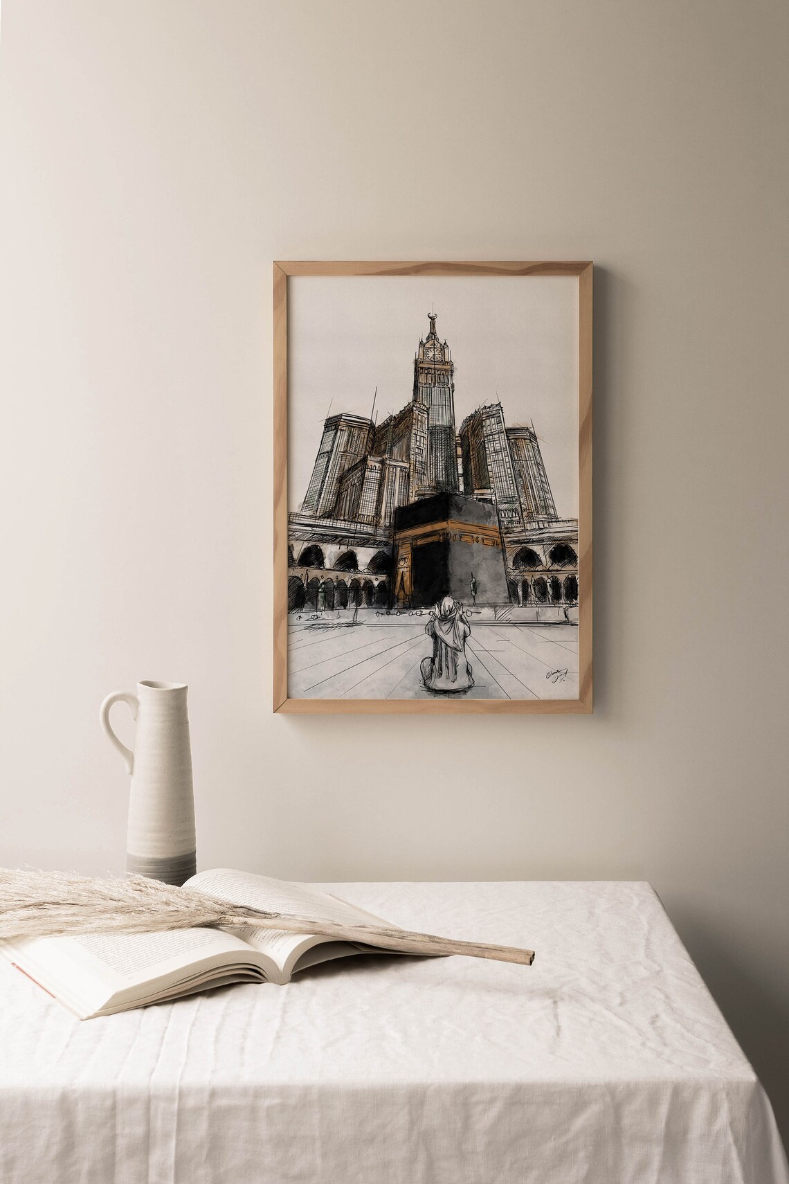 Kaaba & Makkah Clock Royal Tower Watercolor Sketch Islamic - Etsy