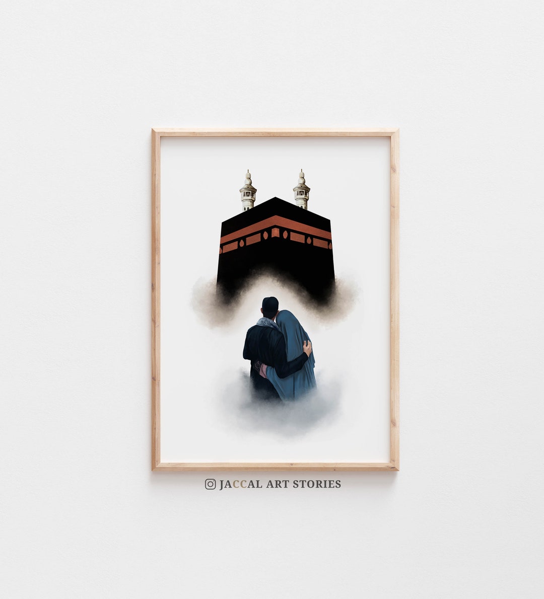 Islamic Printable Wall Art / Muslim Couple & the Kaaba - Etsy