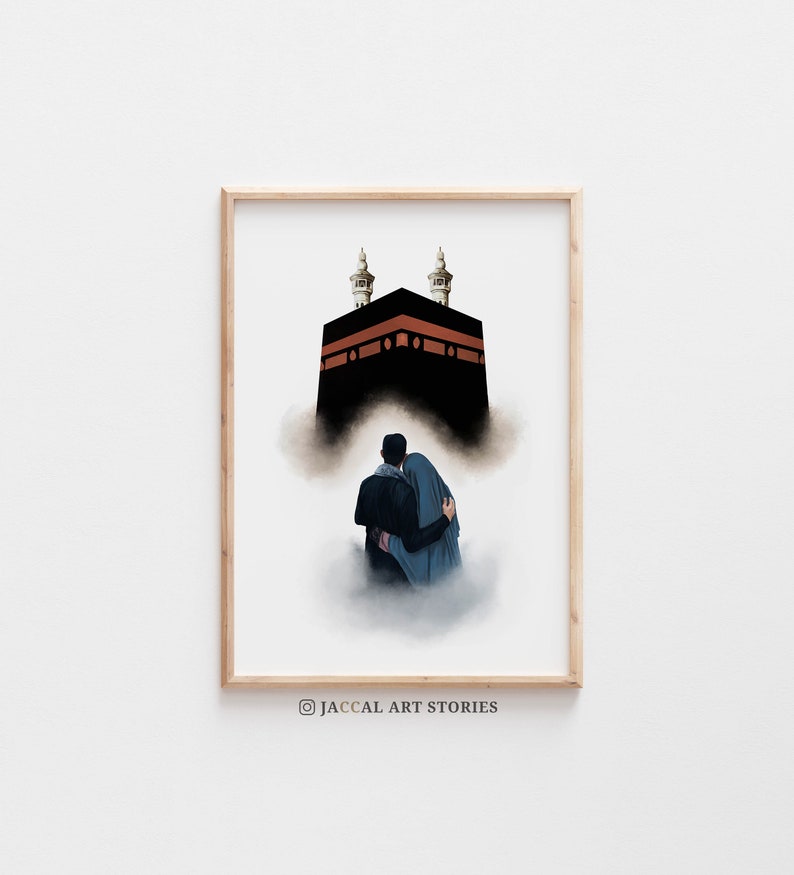 Islamic Printable Wall Art / Muslim Couple & the Kaaba - Etsy