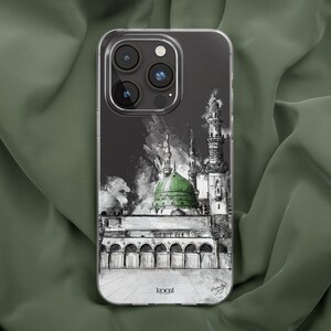 Unique iPhone Clear Case 3 Islamic Landmarks Sketch Painting Kaaba ...