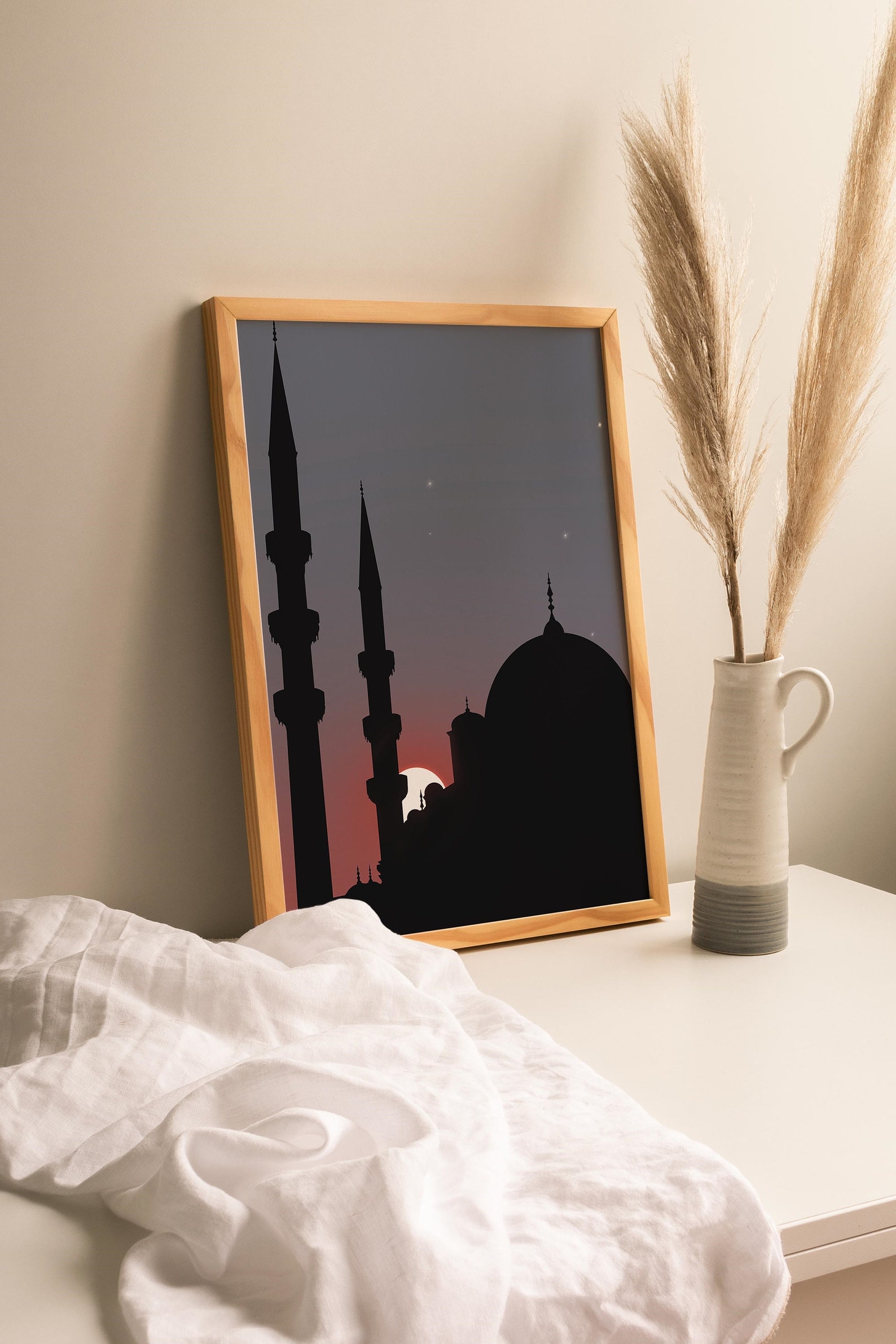 Printable Islamic Wall Art Masjid and Sunset Minimalist Wall | Etsy