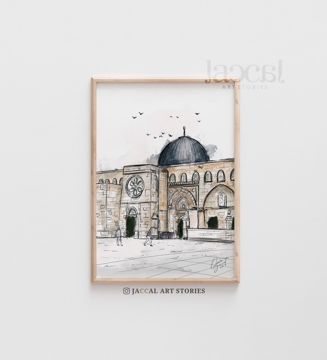 The Real Masjid Al Aqsa Digital Sketch Painting, Masjidil Aqsa ...