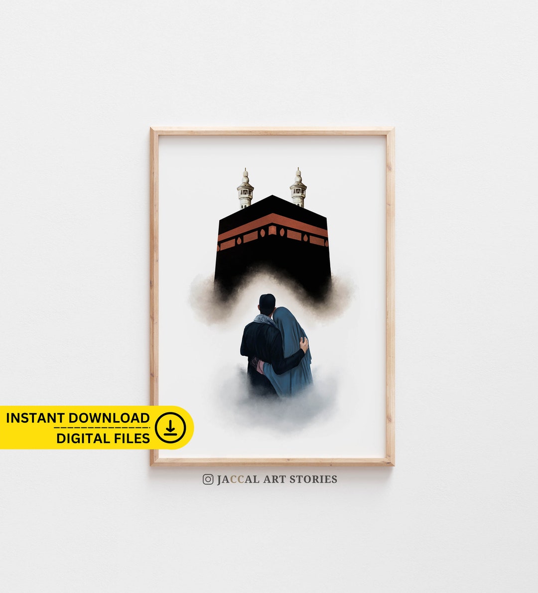 Islamic Printable Wall Art Muslim Couple & the Kaaba baitullah Masjidil ...