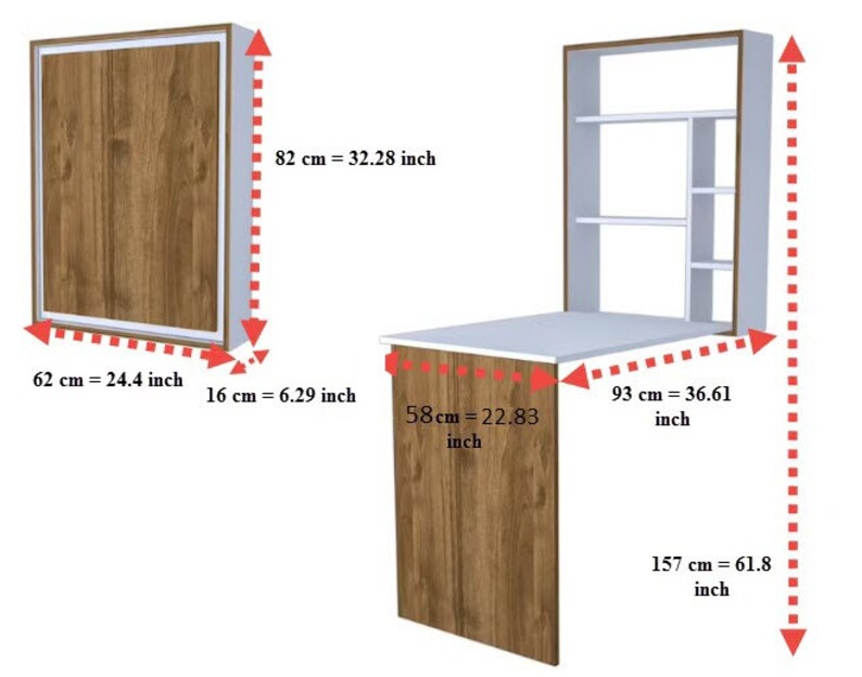 Wall Mounted Foldable Dining Kitchen Table Portable Wooden - Etsy Canada