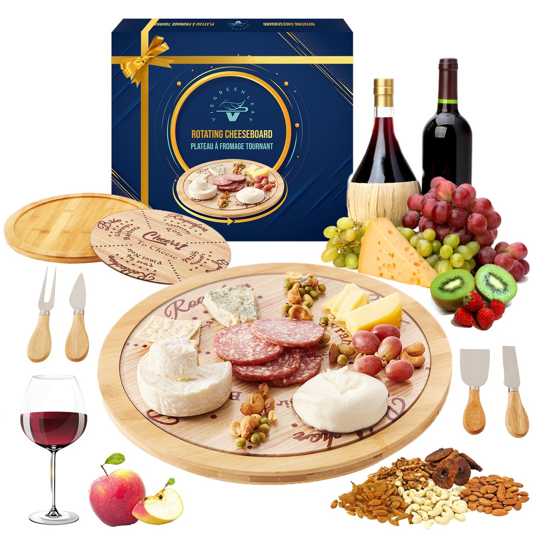 Tabla de quesos giratoria Set tabla de embutidos para maridaje de quesos y vinos - Etsy España