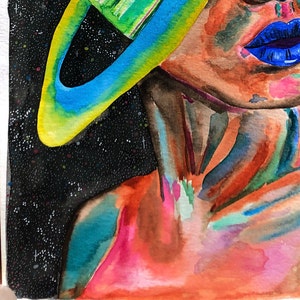 Saturn Girl Watercolor Painting, Planetary Painting, Astronomy Art ...