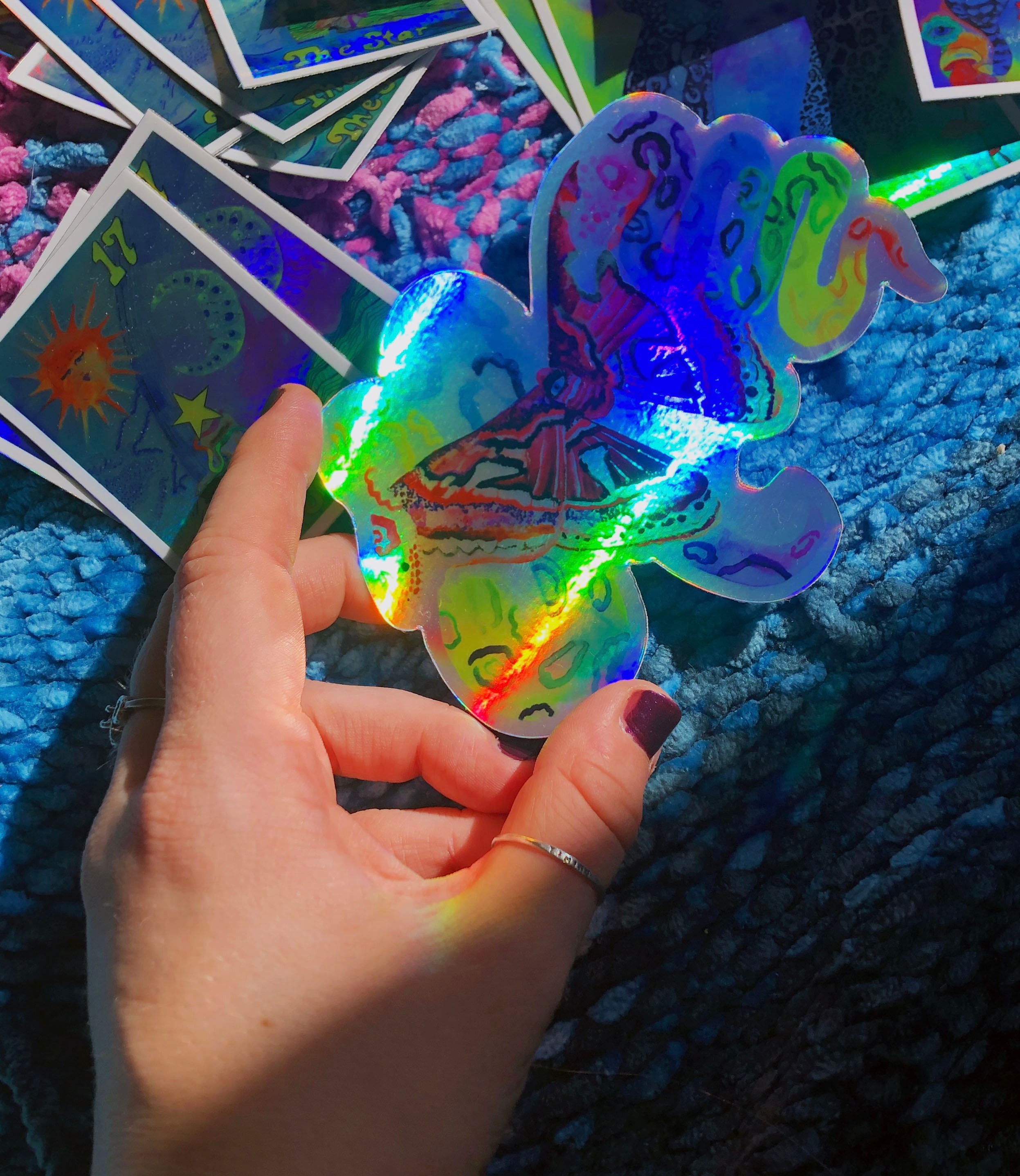 Holographic Atlas Sticker Atlas Moth Psychedelic Sticker - Etsy