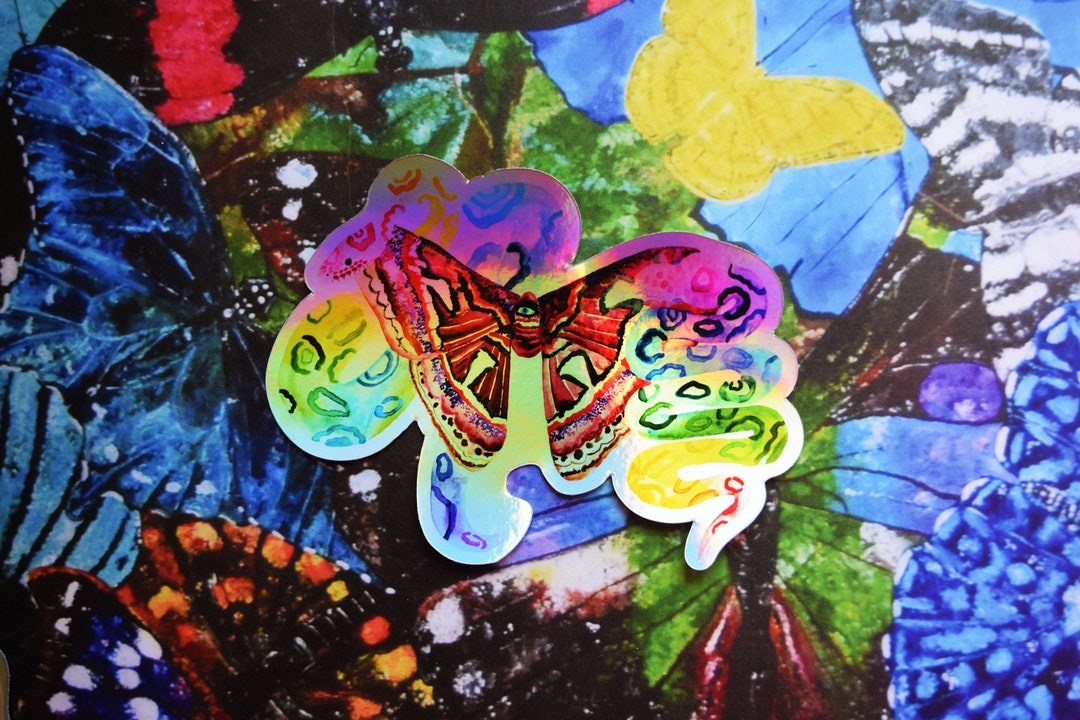 Holographic Atlas Sticker | Atlas Moth | Psychedelic Sticker | Trippy ...