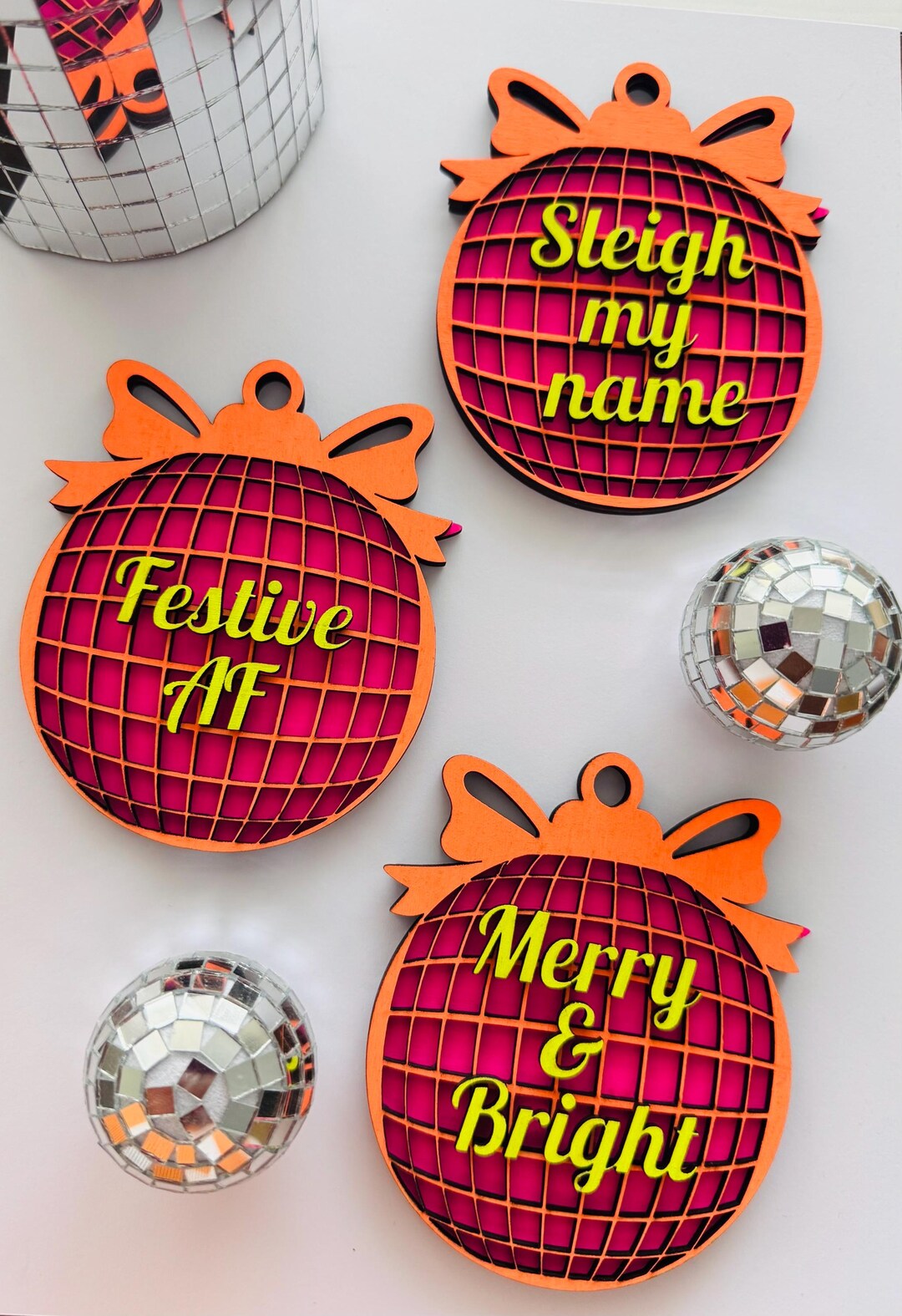 Funky Slogan Christmas Disco Ball Bauble |custom Name or Quote Gift - Etsy