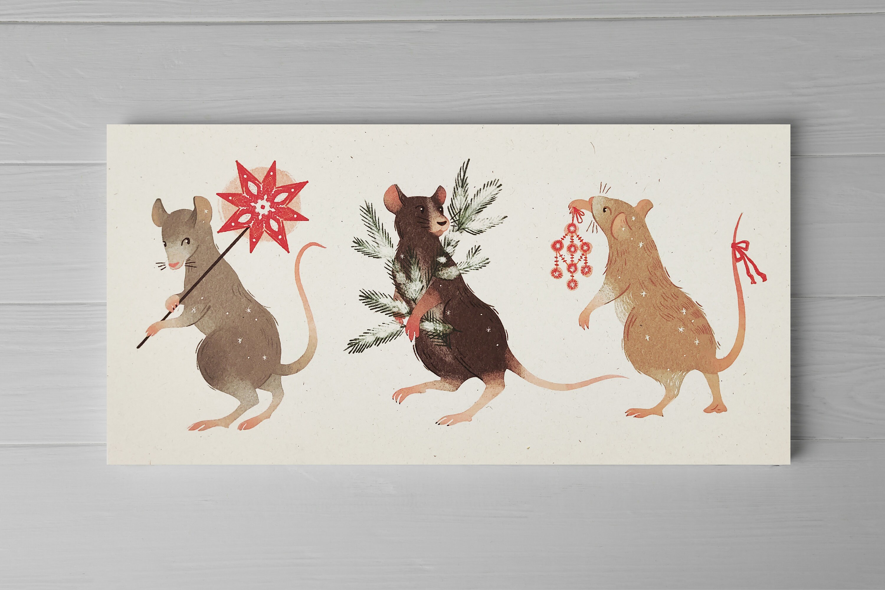 Festive Rats Cute Art Print - Etsy