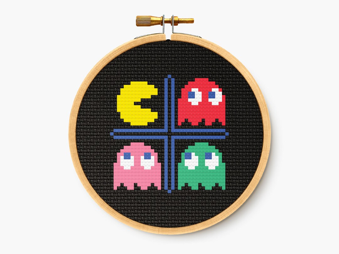 Pac Man - Cross Stitch Pattern - Retro Game Embroidery Chart - Digital ...