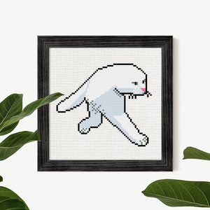 Running Half Cat Meme - Cross Stitch Pattern - Funny Embroidery Chart ...