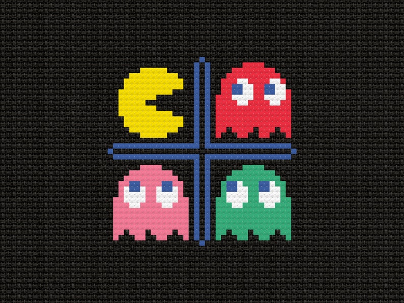 Pac Man - Cross Stitch Pattern - Retro Game Embroidery Chart - Digital ...