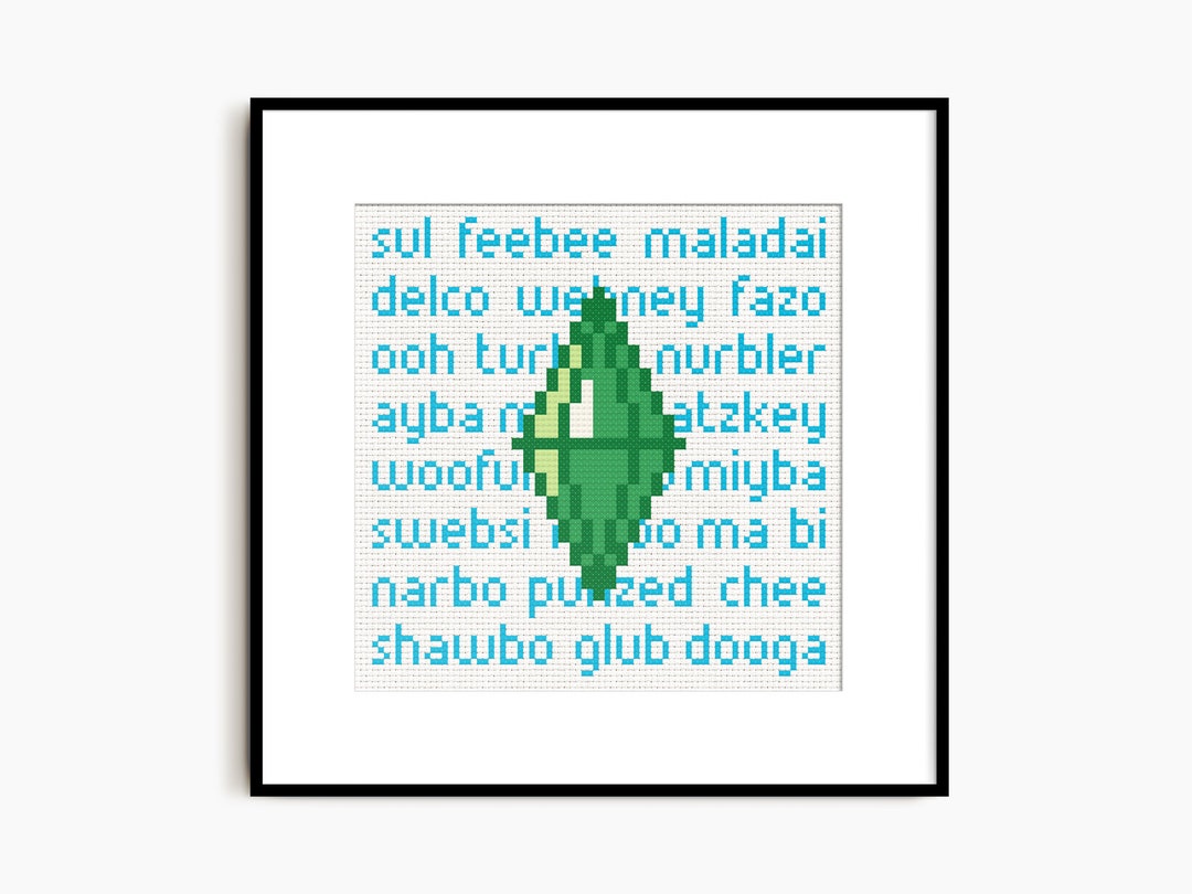 Simlish - Cross Stitch Pattern - the Sims Game Inspired Embroidery ...