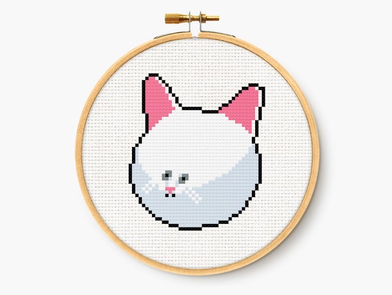 Small Face Cat Meme Cross Stitch Pattern Funny Embroidery | Etsy