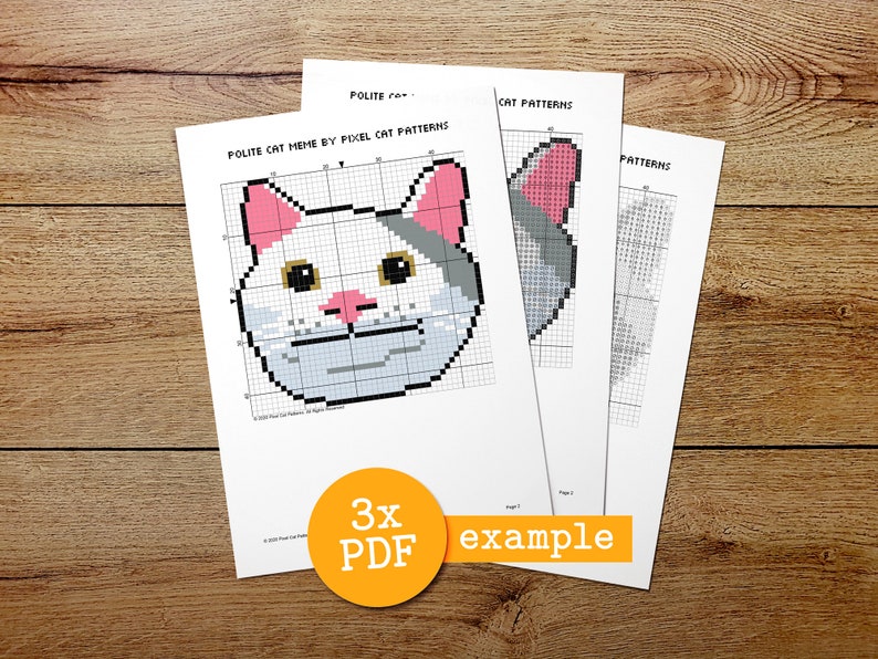 Small Face Cat Meme Cross Stitch Pattern Funny Embroidery - Etsy