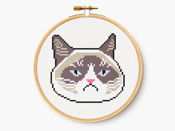 Grumpy Cat Meme Cross Stitch Pattern Funny Embroidery - Etsy