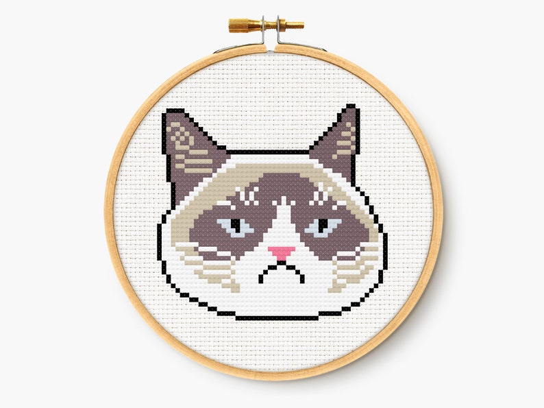 Grumpy Cat Meme Cross Stitch Pattern Funny Embroidery Chart Smudge ...