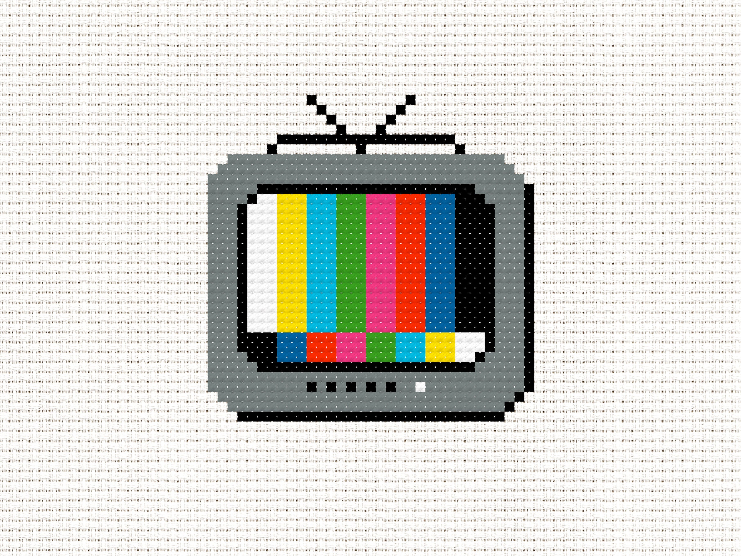 Retro TV Cross Stitch Pattern: Easy Embroidery (digital PDF) - Etsy