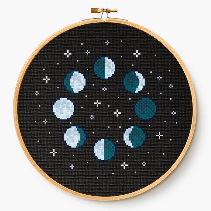 Moon Phase Cross Stitch - Etsy