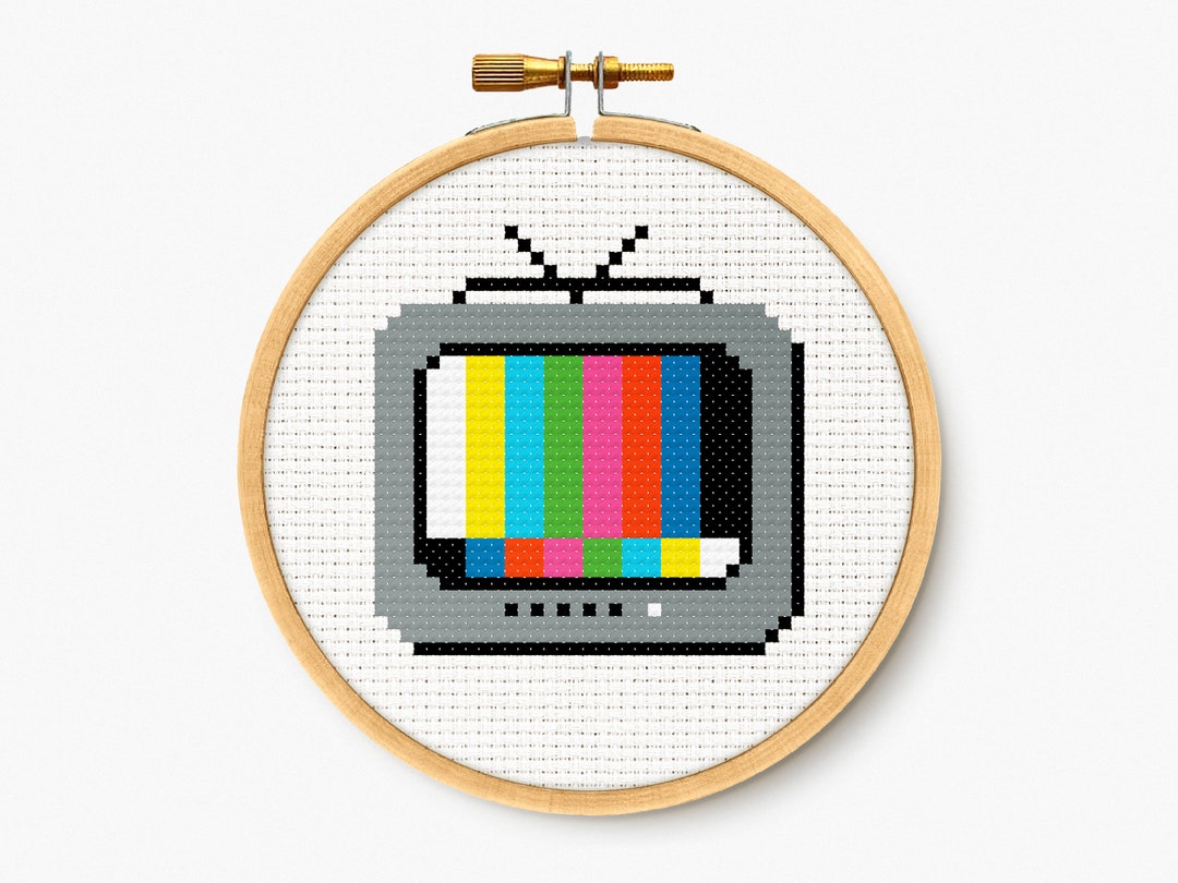 Small Retro TV Cross Stitch Pattern Cute Embroidery Chart Digital PDF ...